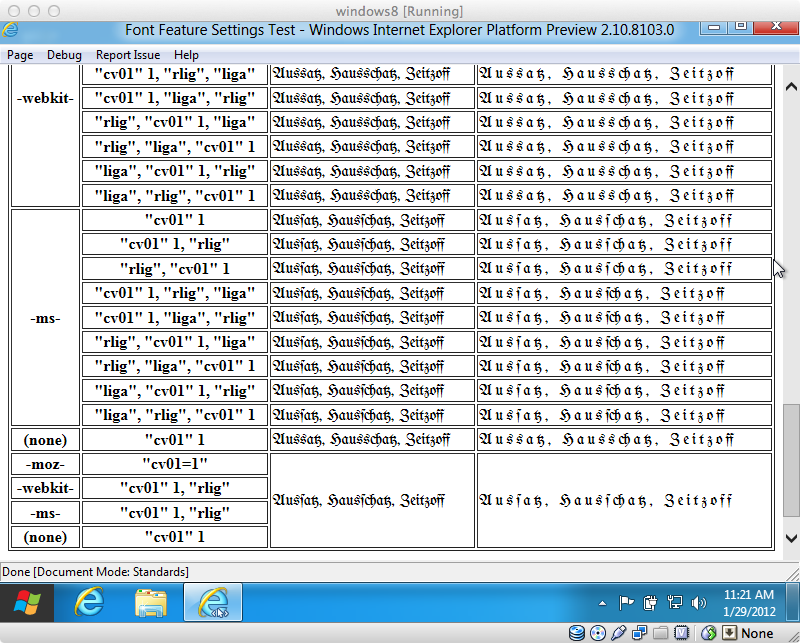 Font Feature Settings Test